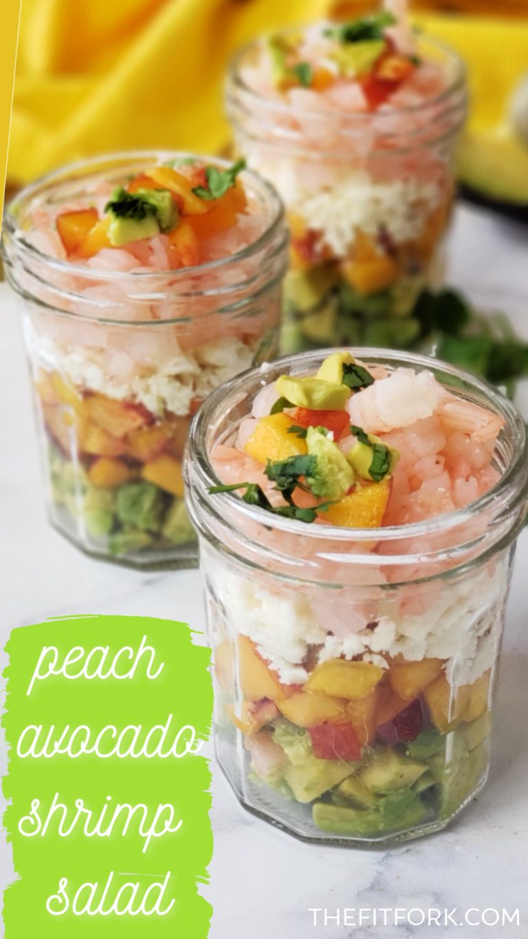 Peach Avocado Shrimp Salad with Ancho Honey Chia Dressing i ...