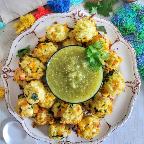 Salsa Verde Spinach & Corn Rice Poppers |Appetizer - thefitfork.com